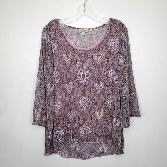 ONE WORLD | Tops | One World Medallion Paisley Embellished Top M | Poshmark